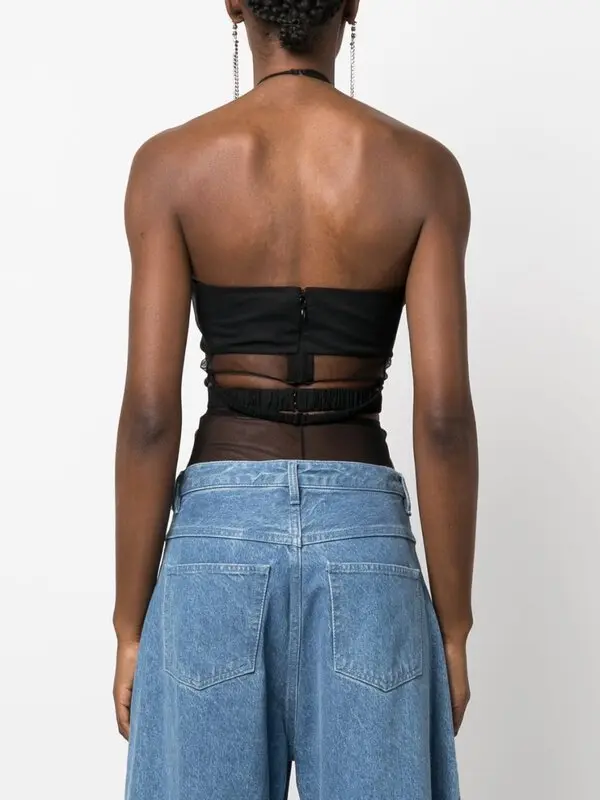 NENSI DOJAKA Sheer-panel Halterneck Bodysuit
