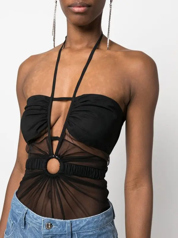 NENSI DOJAKA Sheer-panel Halterneck Bodysuit