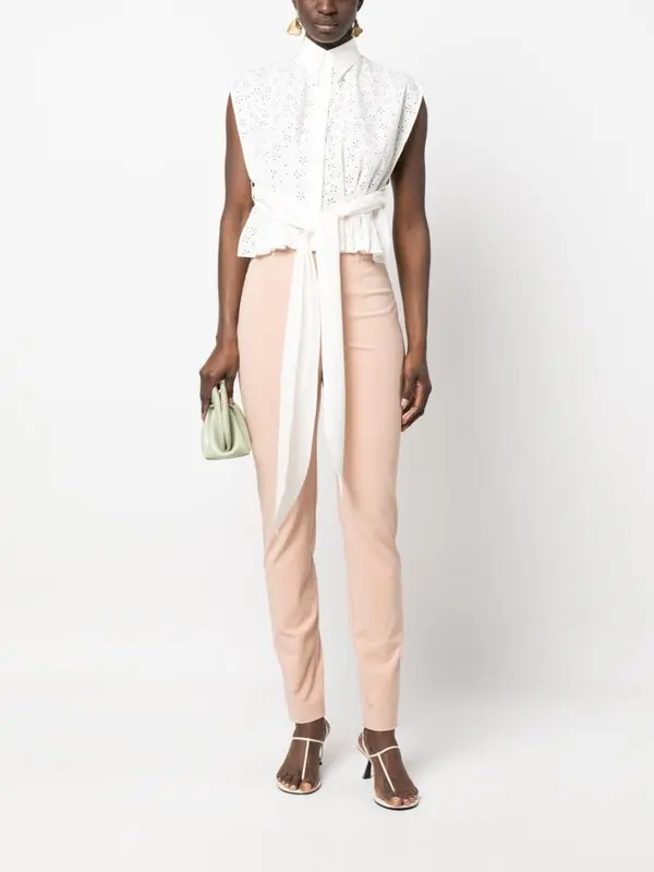 Philosophy Di Lorenzo Serafini Sleeveless Cotton Blouse With Floral Cut-out Detailing