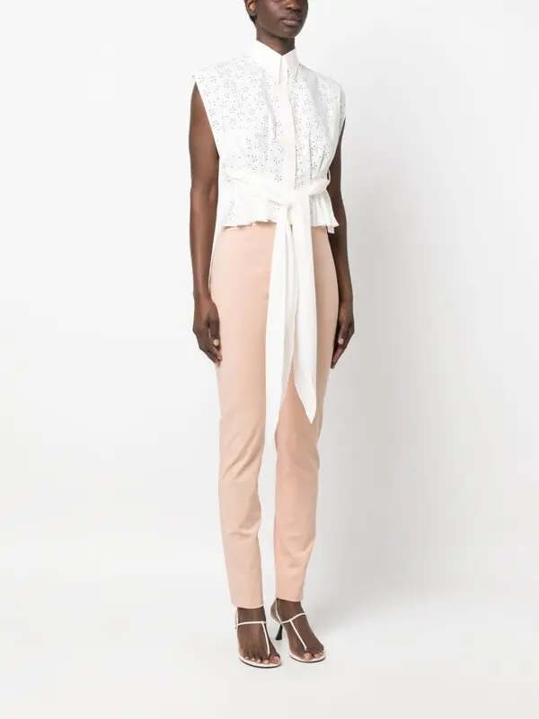 Philosophy Di Lorenzo Serafini Sleeveless Cotton Blouse With Floral Cut-out Detailing