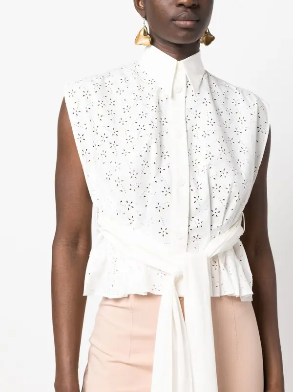 Philosophy Di Lorenzo Serafini Sleeveless Cotton Blouse With Floral Cut-out Detailing