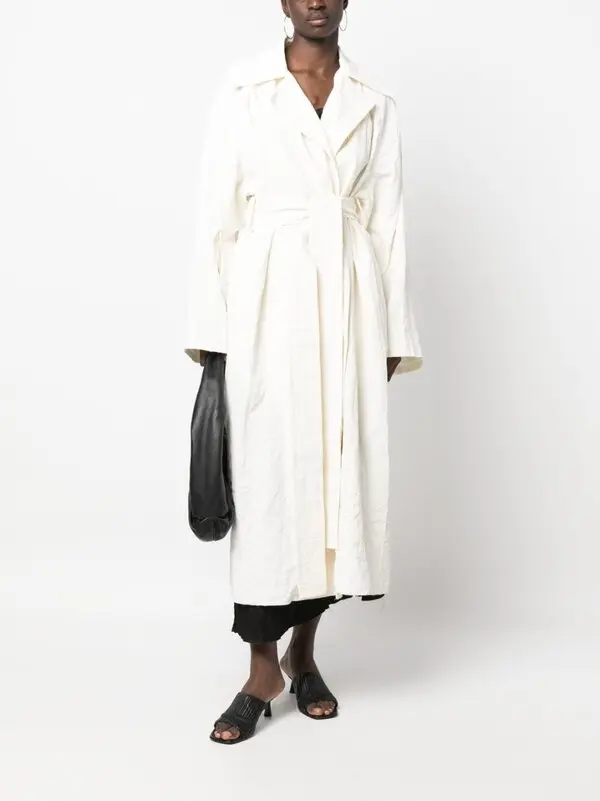 QUIRA Double-breasted Cotton Coat - Neutrals