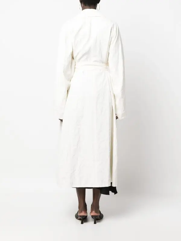 QUIRA Double-breasted Cotton Coat - Neutrals