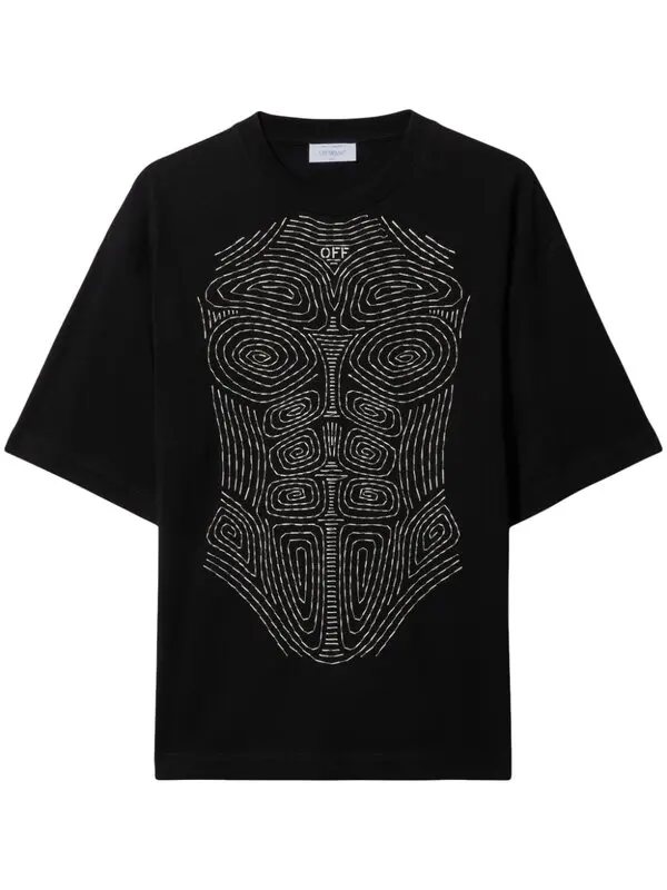Off-White Body Stitch Cotton T-shirt - Black