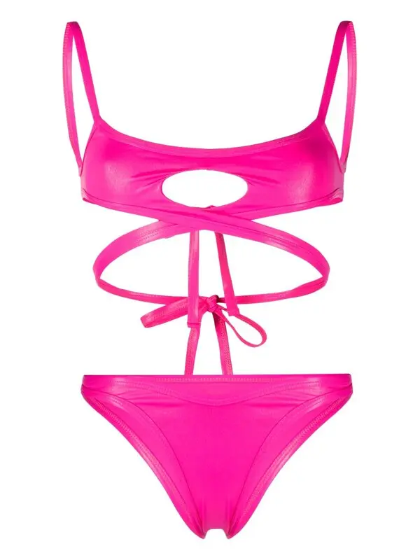 Attico Cut-out Wraparound Bikini - Pink