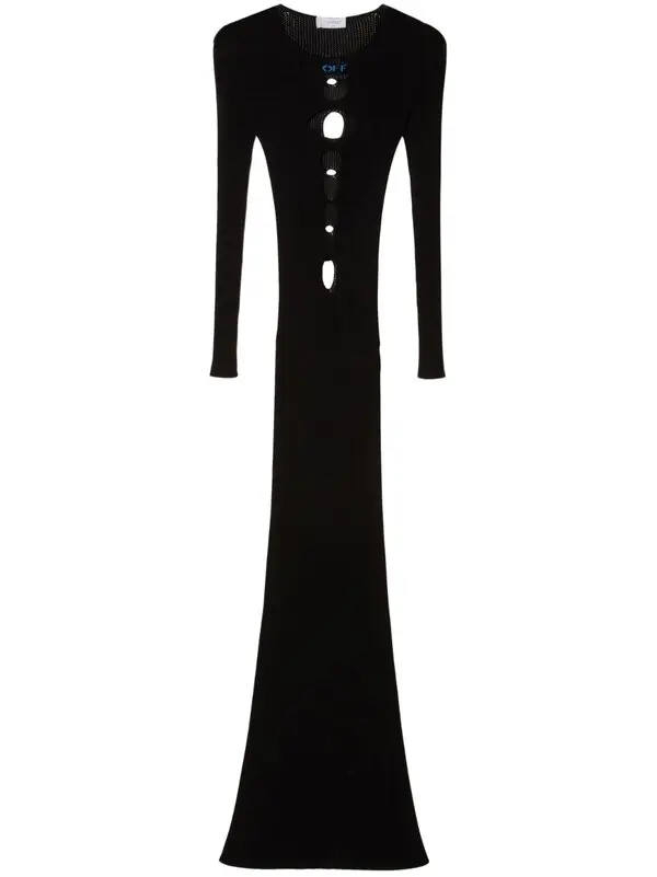 Off-White Cut-out Knitted Long Dress