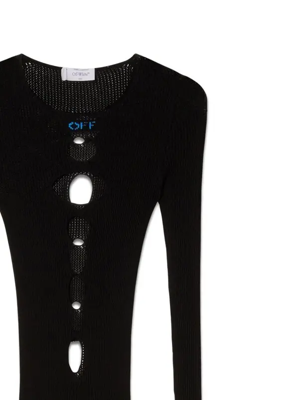 Off-White Cut-out Knitted Long Dress