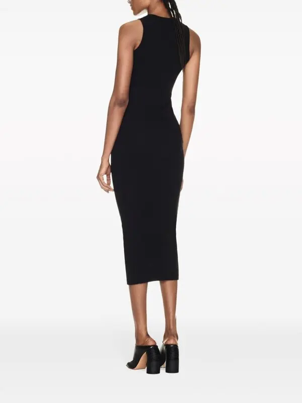 Off-White Ribbed Sleeveless Midi Dress