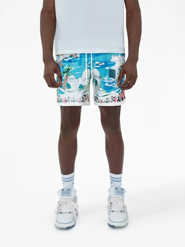 Amiri Graphic-print Swim Shorts - Blue