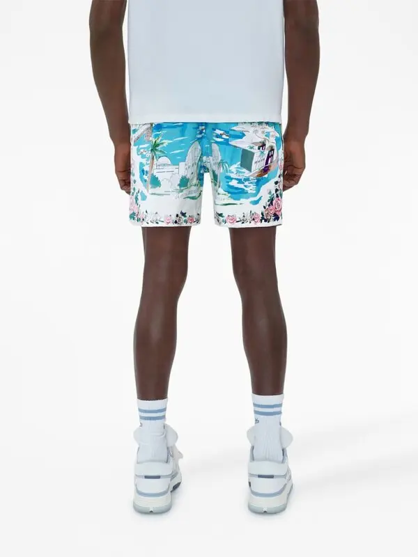 Amiri Graphic-print Swim Shorts - Blue
