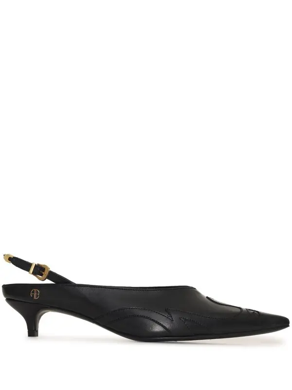 ANINE BING Rae 38mm Leather Slingback Pumps - Black