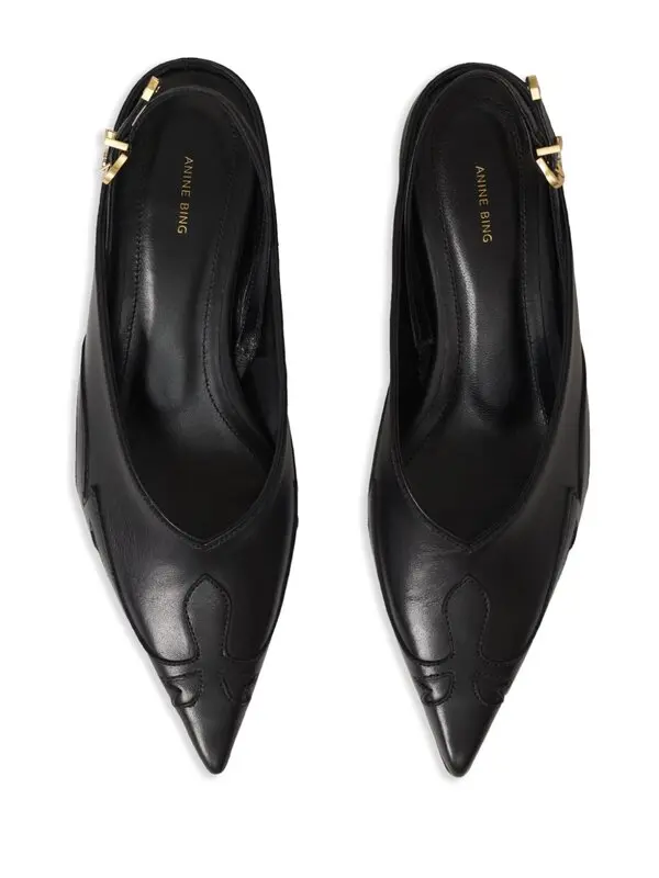 ANINE BING Rae 38mm Leather Slingback Pumps