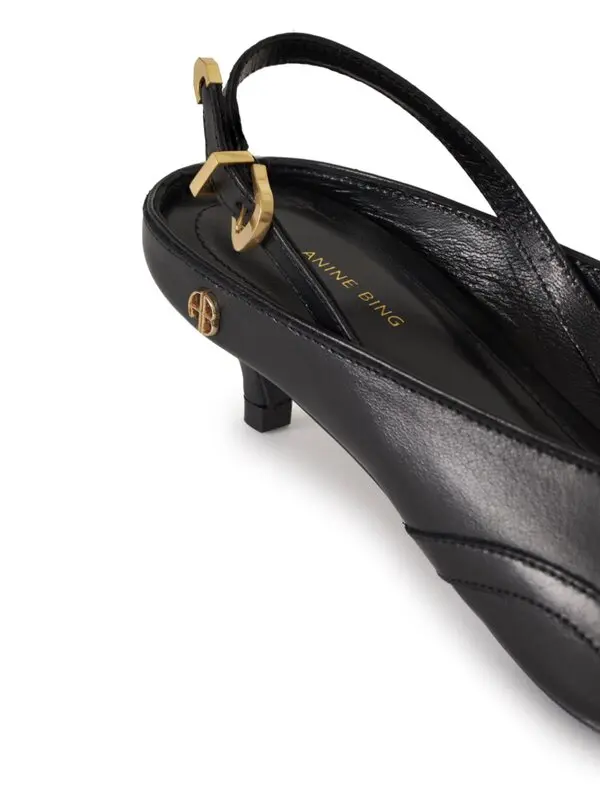 ANINE BING Rae 38mm Leather Slingback Pumps