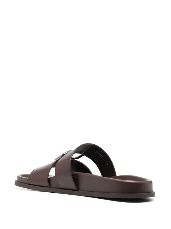 Valentino Garavani Logo-Plaque Leather Sandals In Brown - 57  display picture 2