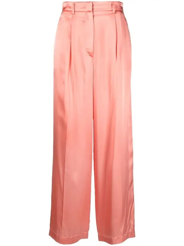 FORTE_FORTE Satin-finish Gathered Trousers - Pink
