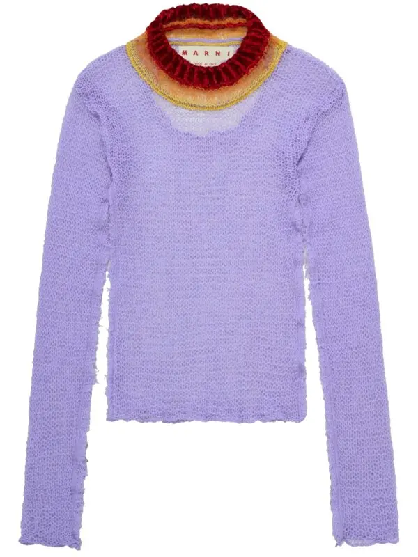 Marni Long-sleeve Open-knit Jumper - Purple