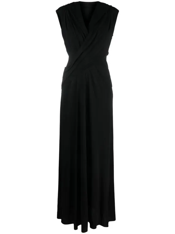 Alberta Ferretti Sleeveless V-neck Maxi Dress - Black