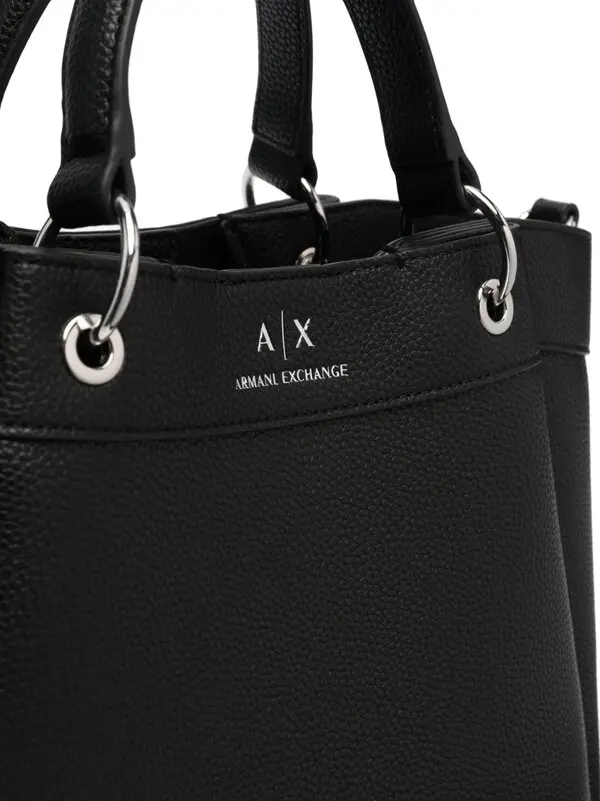 Armani Exchange Logo-print Leather Tote - Black