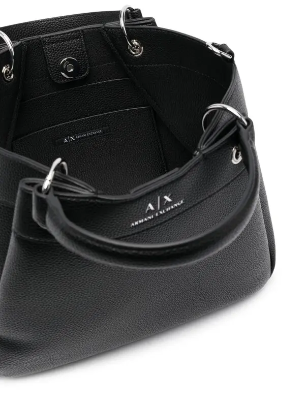 Armani Exchange Logo-print Leather Tote - Black