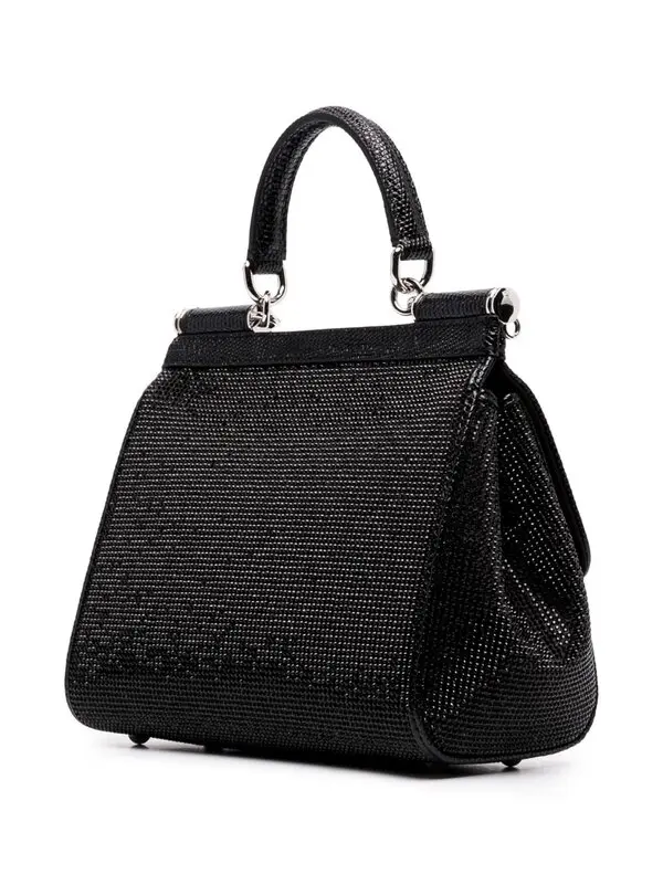 Dolce & Gabbana Sicily Rhinestone Shoulder Bag - Black