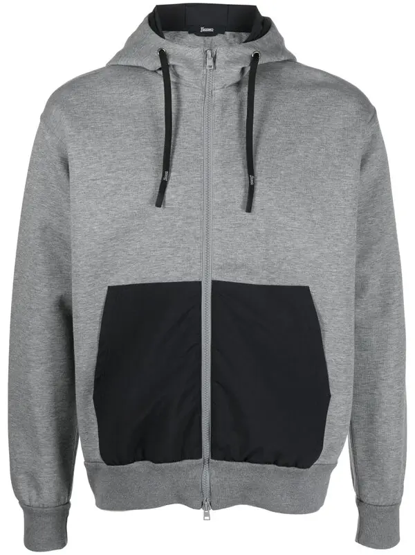 Herno Layered-effect Cotton-blend Hoodie - Grey