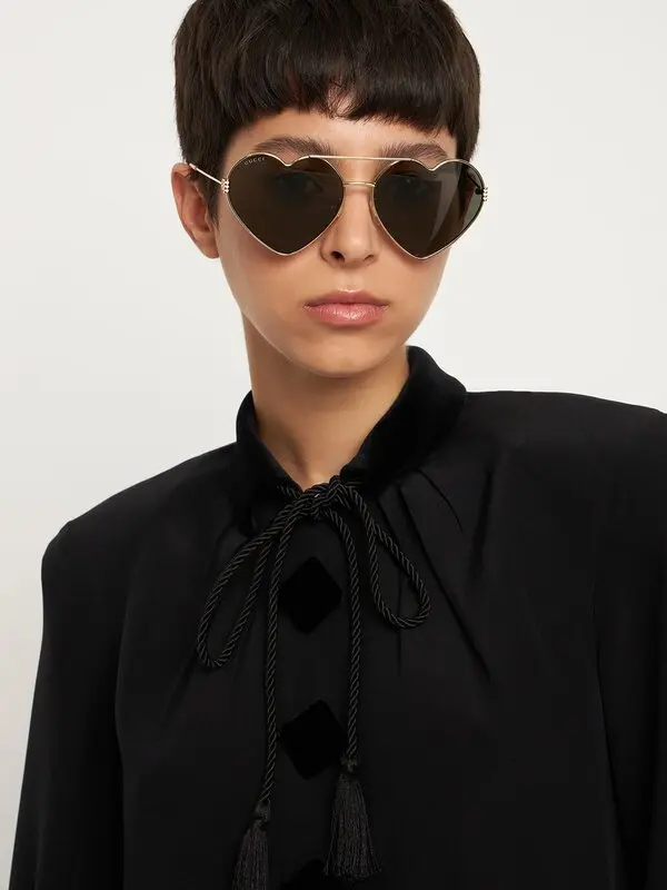 NEW Gucci GG1283S Gold Metal Heart Sunglasses $535 Gucci Metal Heart Sunglasses GG1283S Gold 1819306 – FASHIONPHILE main image 4