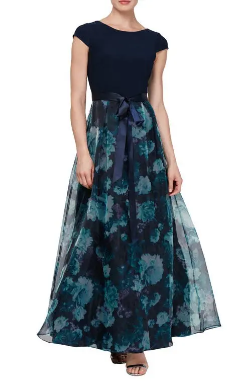 SL FASHIONS Patterned Organza Gown