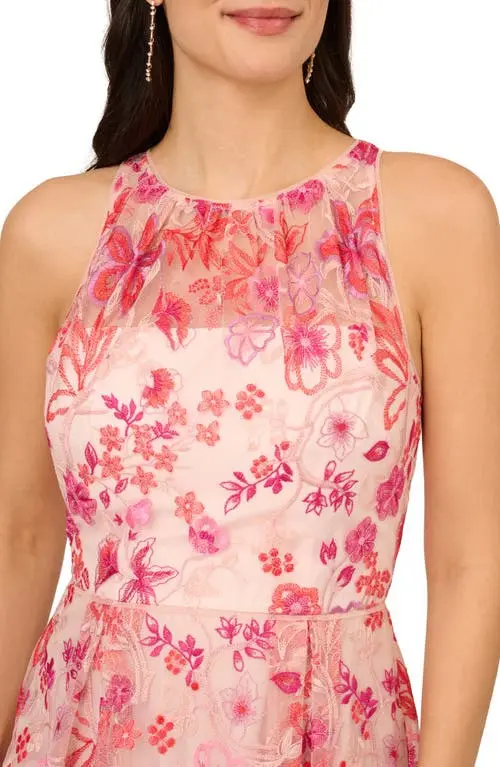 Adrianna Papell Floral Embroidered Fit & Flare Midi Dress In Pink Multi -  45% Off | Editorialist