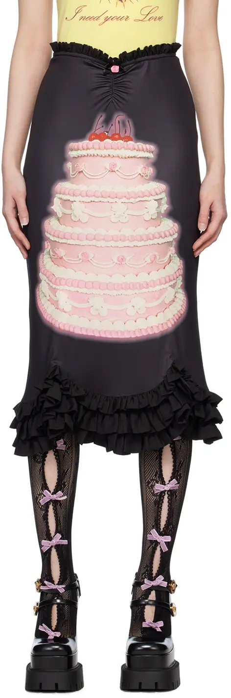 Nodress Birthday Cake Midi Skirt In Black - 30% Off