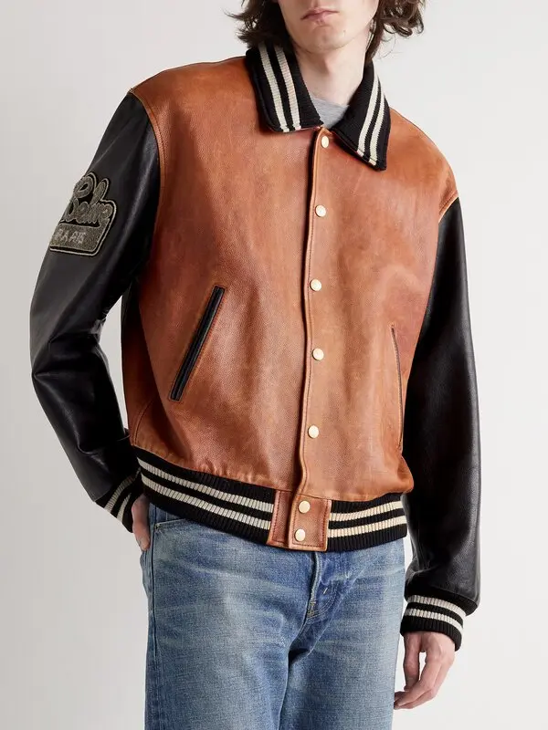 Celine Teddy Oversized Logo-AppliquéD Leather Bomber Jacket It 48