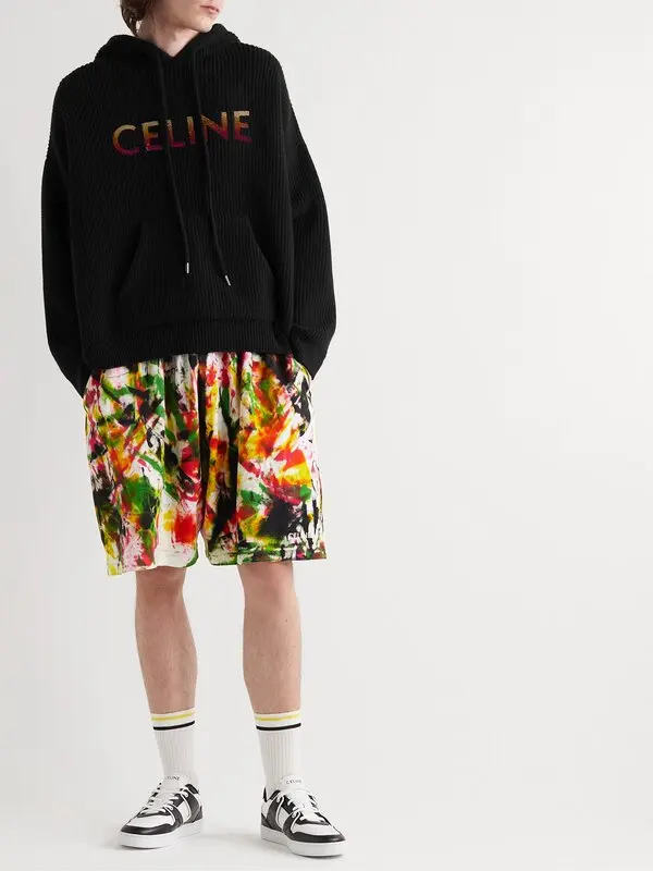 Celine Sequin-embellished Ribbed Wool Hoodie