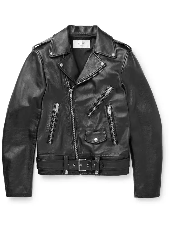 Celine Homme Leather Zip Detail Jacket - Black | Editorialist