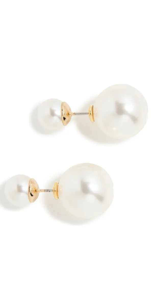 Shashi Double Ball Pearl Earrings - White Pearl