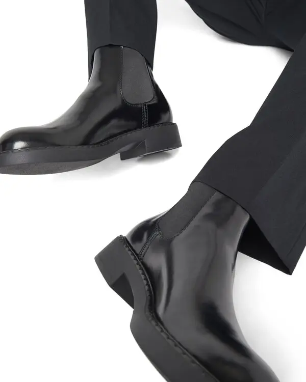 Prada Brushed Leather Chelsea Boots