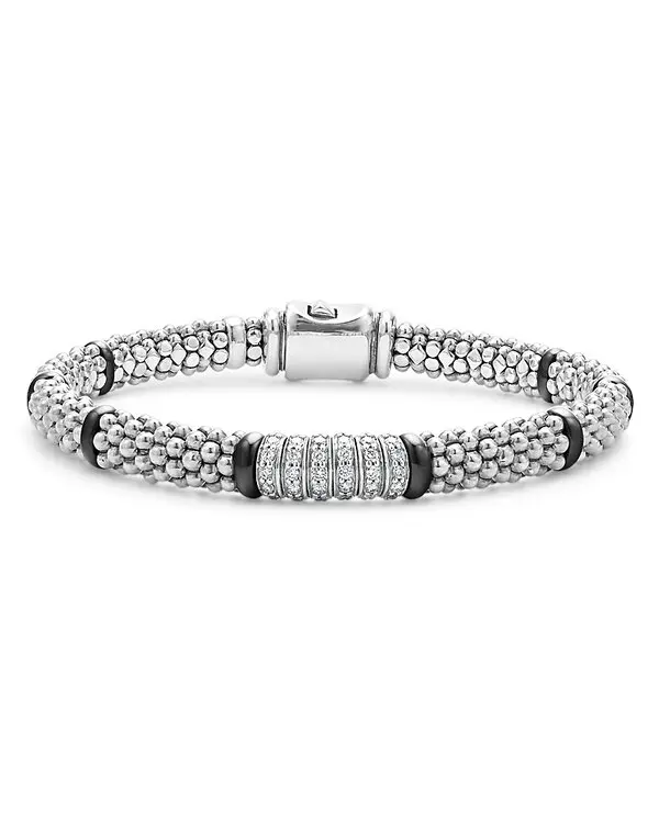 Lagos Sterling Silver Black Caviar Diamond & Ceramic Bracelet - Black/silver