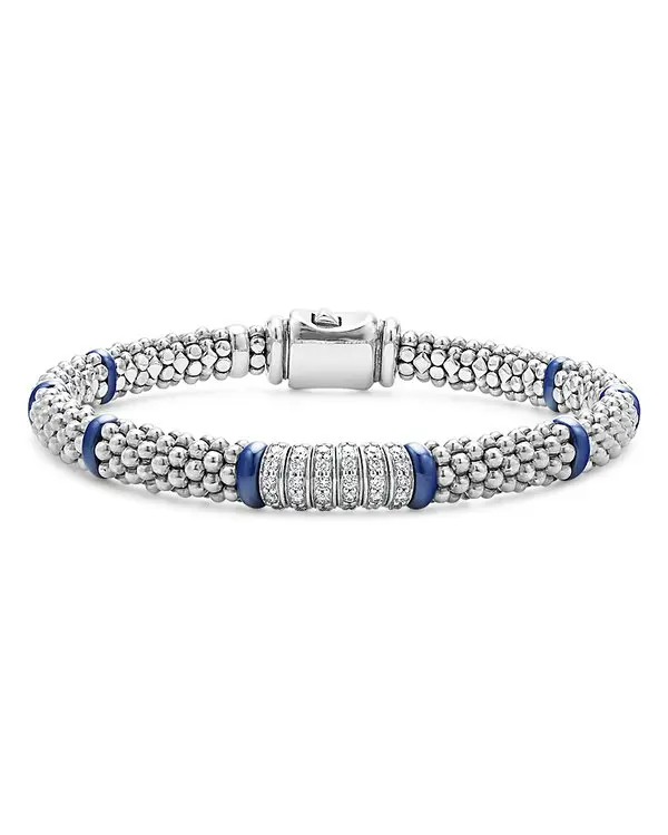 Lagos Sterling Silver Diamond And Caviar Bracelet - Blue/silver