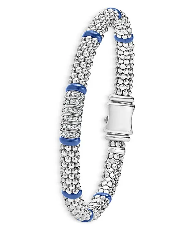 Lagos Sterling Silver Diamond And Caviar Bracelet