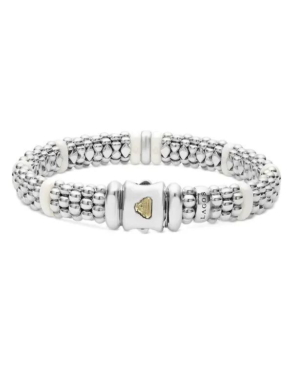 Lagos Sterling Silver, Diamond And Ceramic Beaded Bracelet