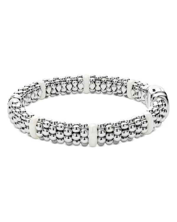 Lagos Sterling Silver, Diamond And Ceramic Beaded Bracelet