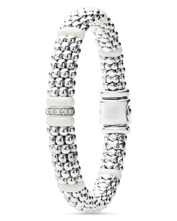 Lagos Sterling Silver, Diamond And Ceramic Beaded Bracelet