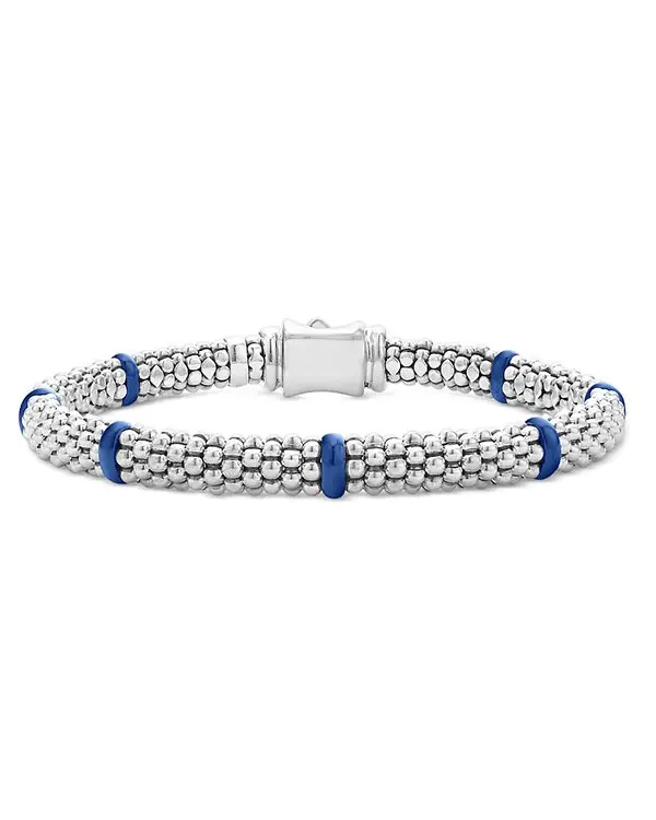 Lagos Sterling Silver Blue Ceramic Bead Bracelet - Blue/silver