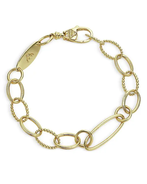 Lagos 18k Signature Caviar Oval Link Bracelet - Gold