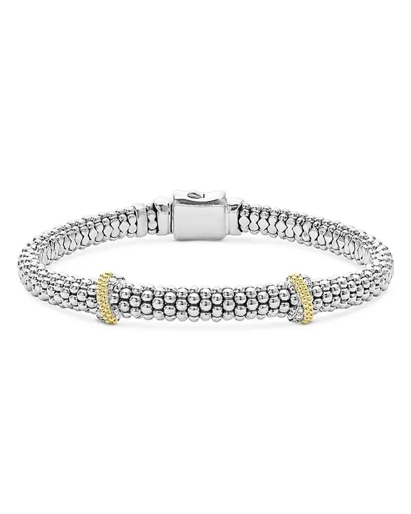 Lagos Sterling Silver And 18k Gold Diamond Bracelet - Silver/gold