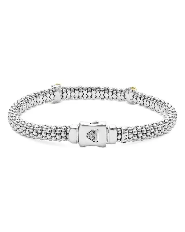 Lagos Sterling Silver And 18k Gold Diamond Bracelet - Silver/gold