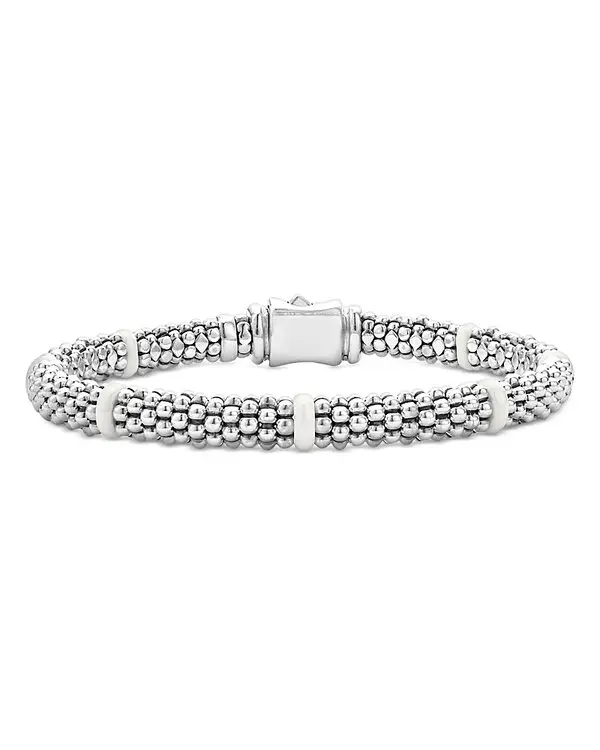 Lagos Sterling Silver White Caviar Beaded Bracelet - White/silver