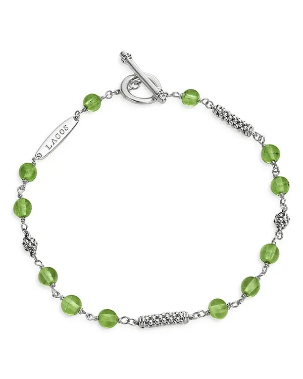 Lagos Sterling Silver Caviar Icon Peridot Bracelet - Green/silver