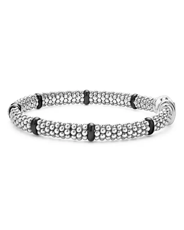 Lagos Diamond And Black Caviar Bracelet - Black/silver