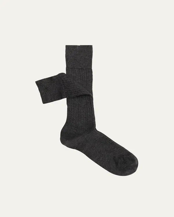SOZZI CALZE Cashmere-silk Crew Socks - Charcoal