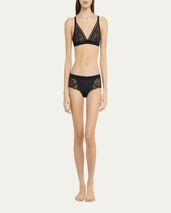 Simone Perele Comete Lace-trim Tulle Bralette - Black