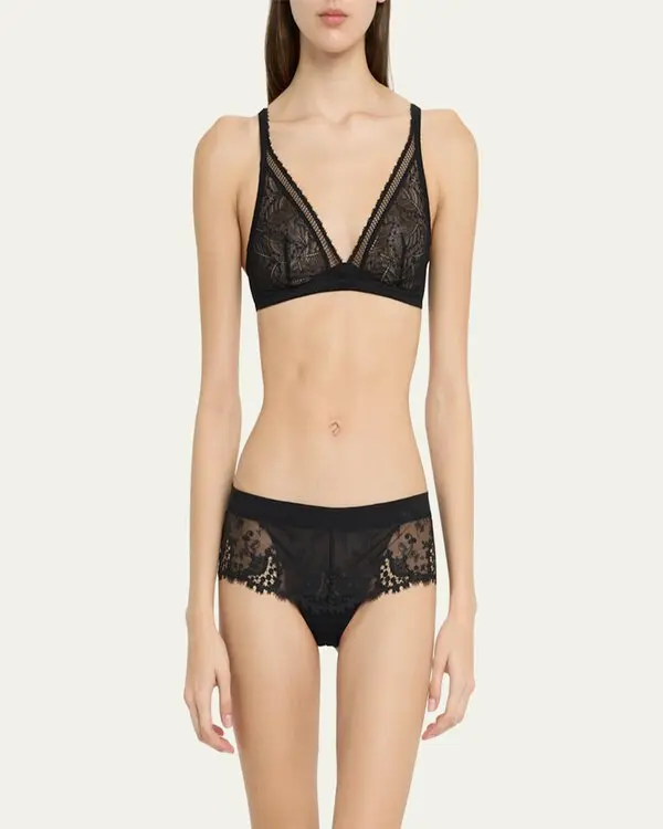 Simone Perele Comete Lace-trim Tulle Bralette - Black